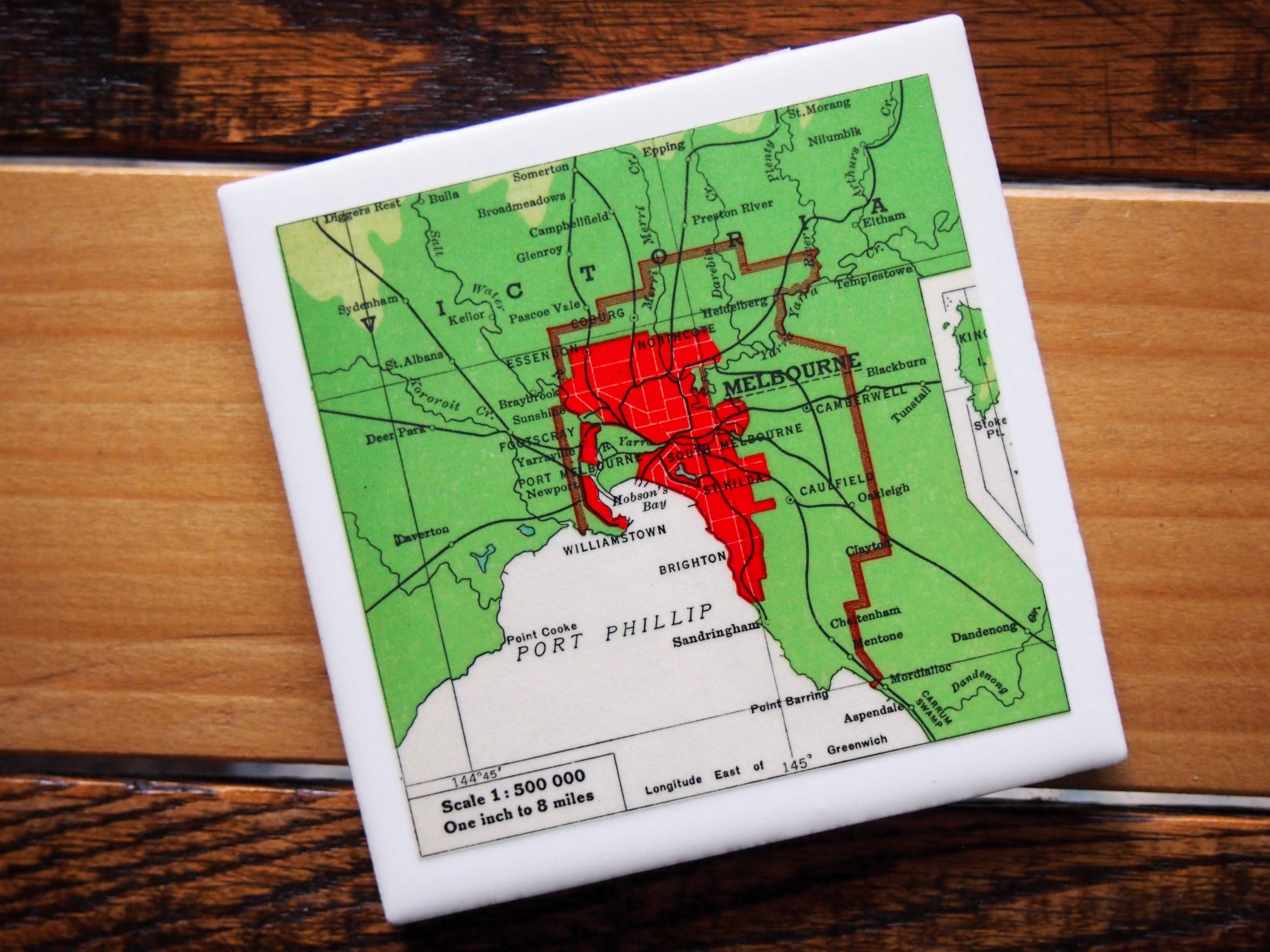 Melbourne, Australia 1950 Map Coaster | All Mapped Out